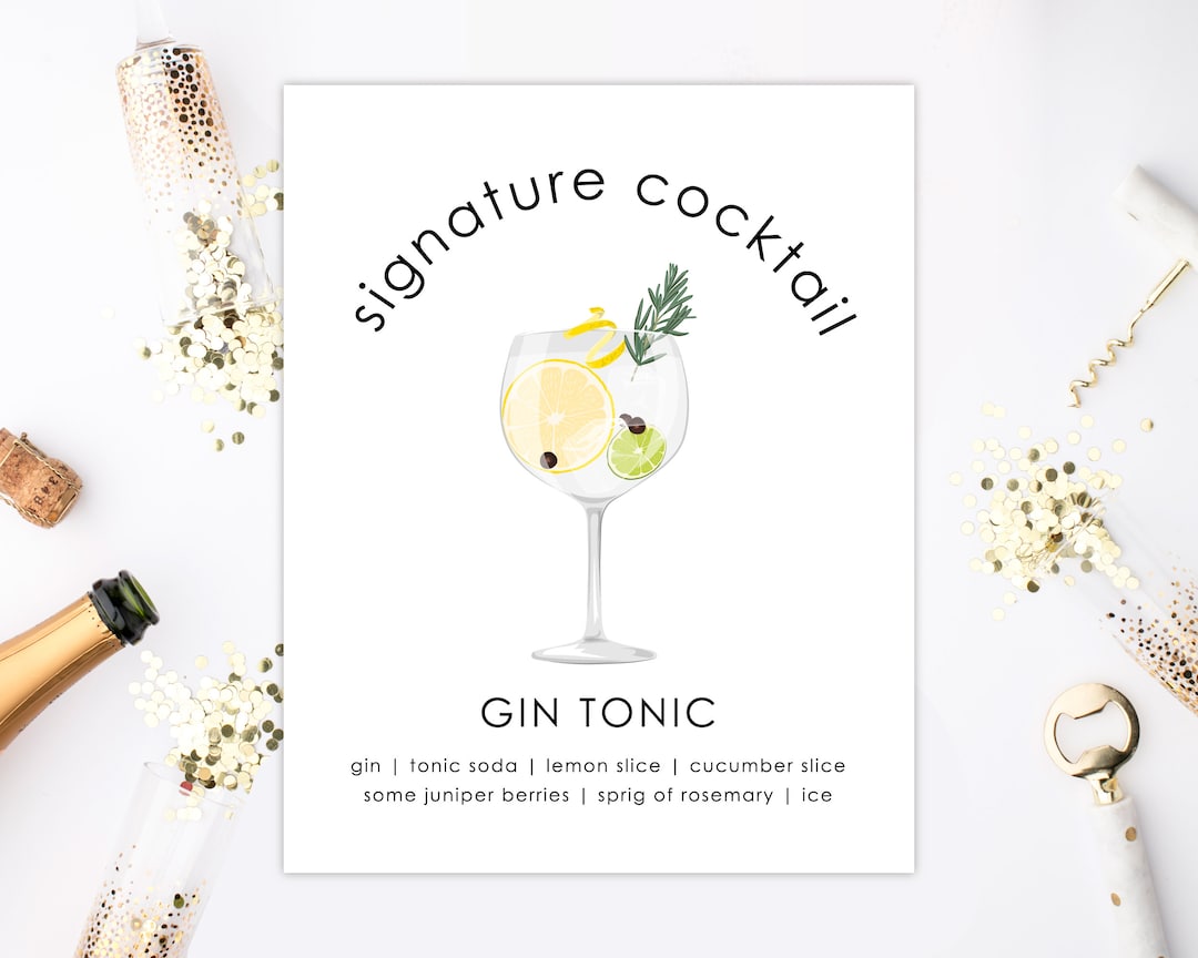 Illustrated Signature Cocktail Sign Digital Download - Etsy