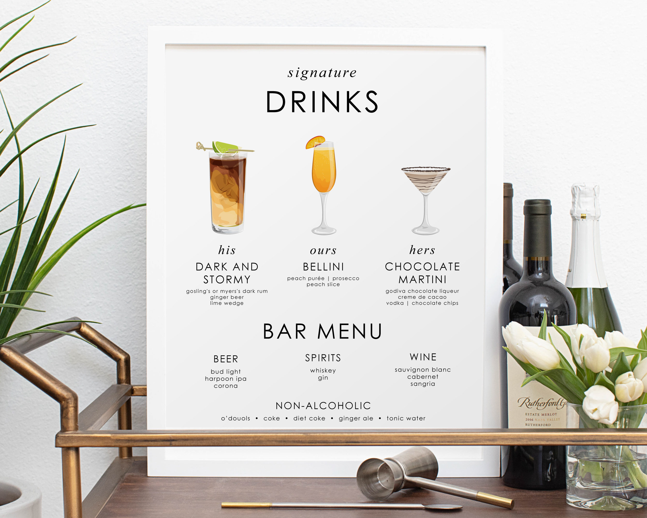 Illustrated Signature Cocktail Sign Digital Download - Etsy