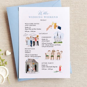 Wedding Weekend Itinerary Schedule. Wedding Day Timeline. Illustrated ...