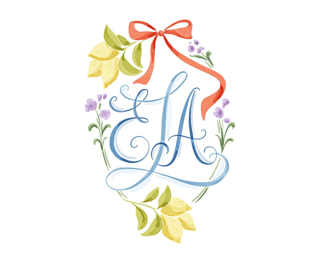 Custom Wedding Crest, Logo. Digital Watercolor Crest. Personalized ...