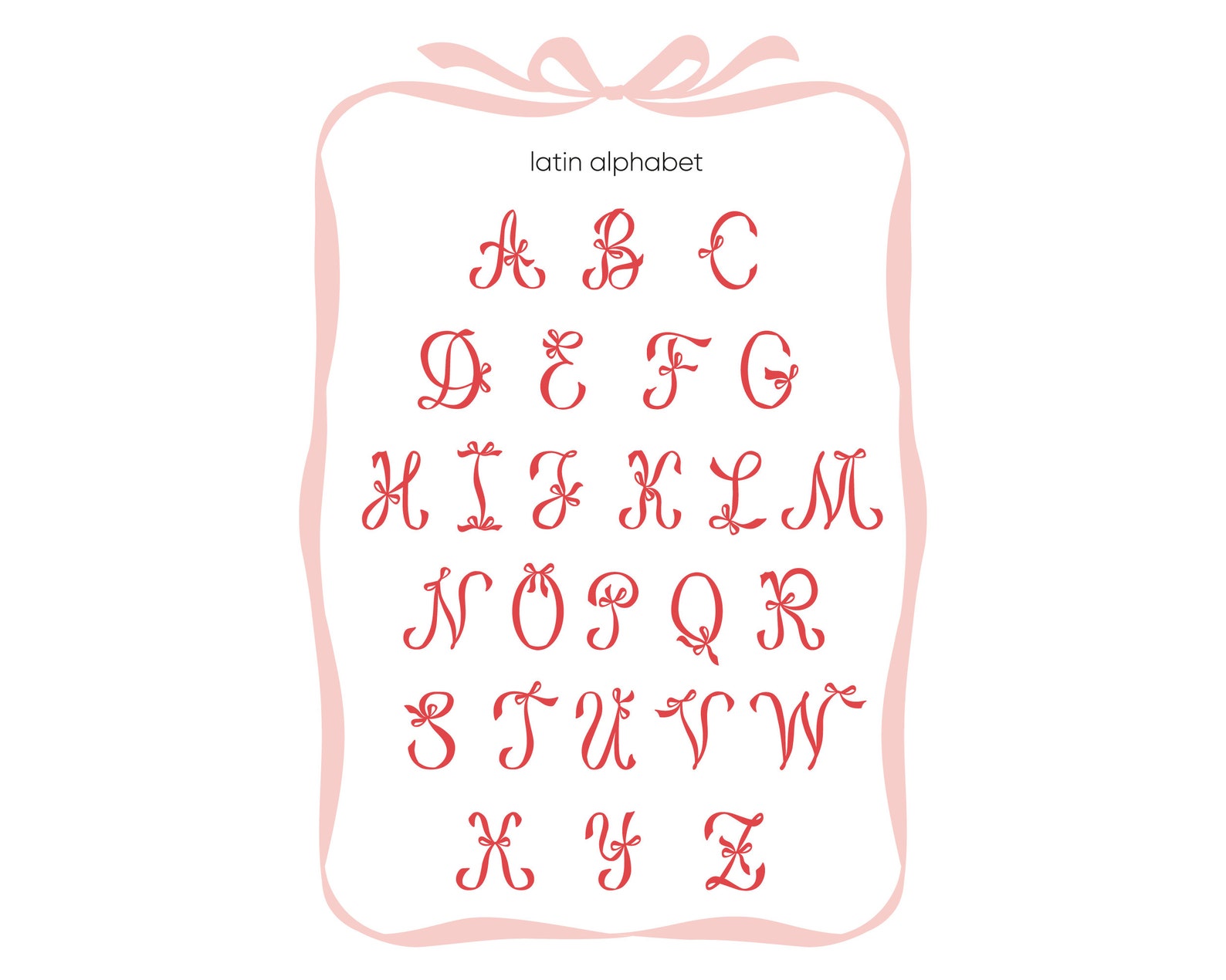 Ribbon Bow Alphabet Clipart: Latin Letters & Numbers (EPS, PNG) - Etsy