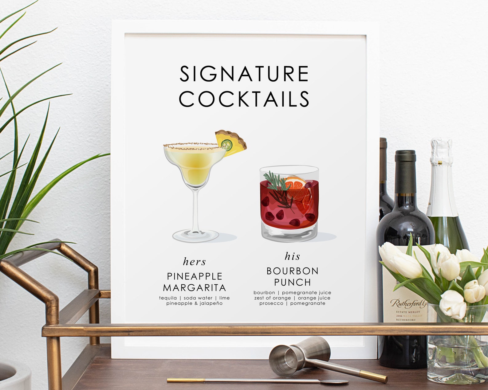 Illustrated Signature Cocktail Sign Digital Download - Etsy