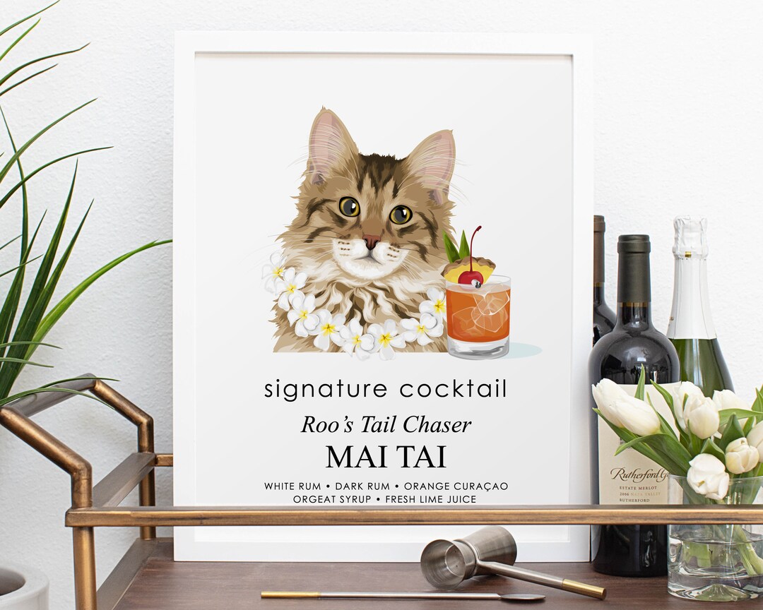 Custom Cat Signature Drink Sign. Pet Signature Drink Menu. Custom Bar Menu With Your Cat ...