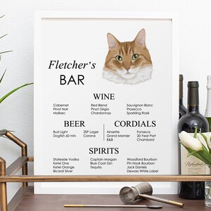 Custom Cat Portrait Bar Menu Sign. Custom Illustrated Drink List. Fun ...