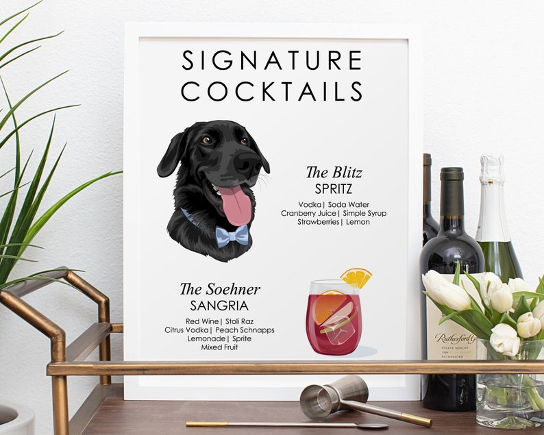 Dog Signature Drink Sign. Dog Signature Cocktail. Pet Signature Drink ...