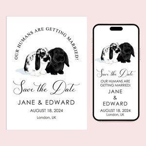 Cute Save the Date With Pet Portrait Mobile and Printable Versions ...