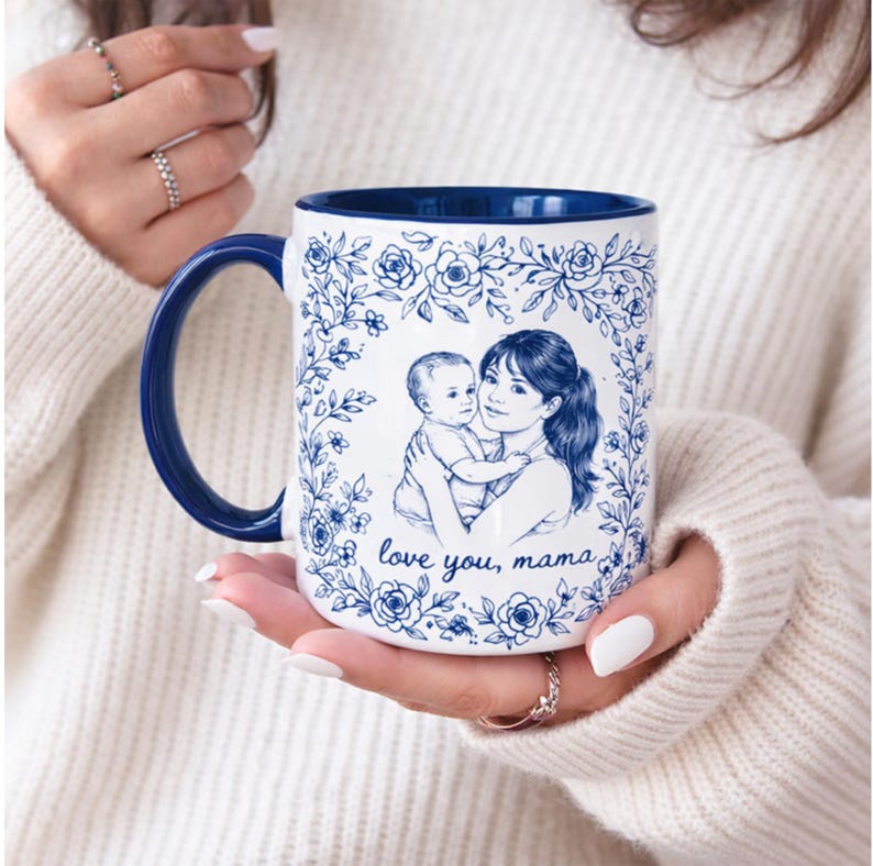 Personalized Photo Engraved Mom Mug, Custom Mama Picture Coffee Cup ...