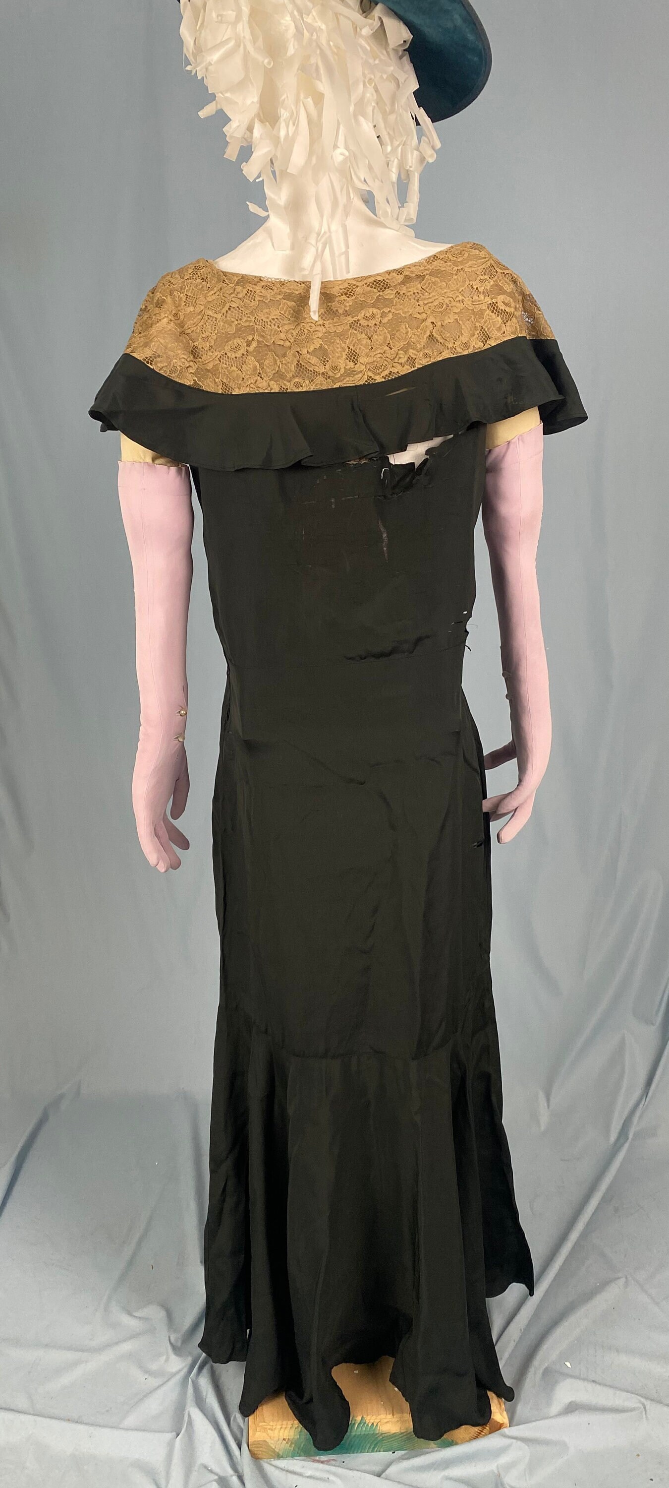 Antique Dress, 1925. the Fabric is Black Crepe De Chine, a Antique Dress, 1925. the Fabric is Black Crepe De Chine, a