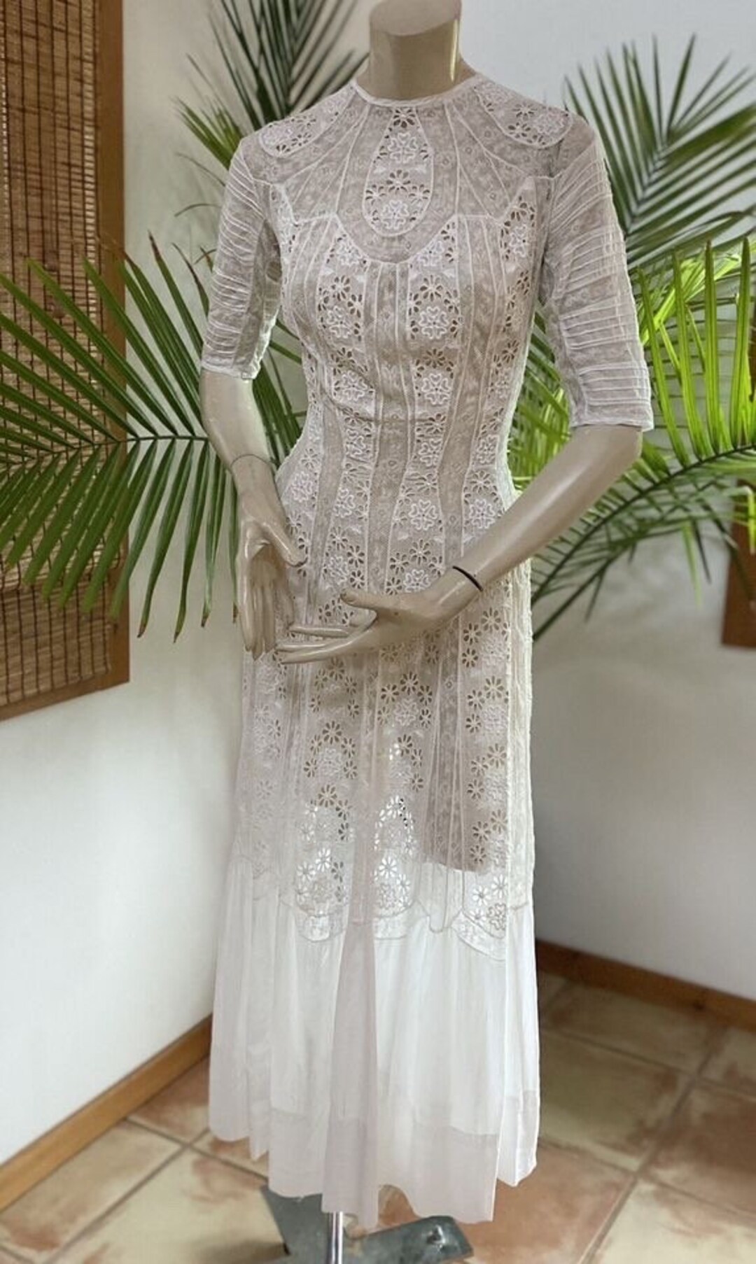 Romantic Valenciennes Lace Insertion and Embroidery Victorian Tea Gown ...