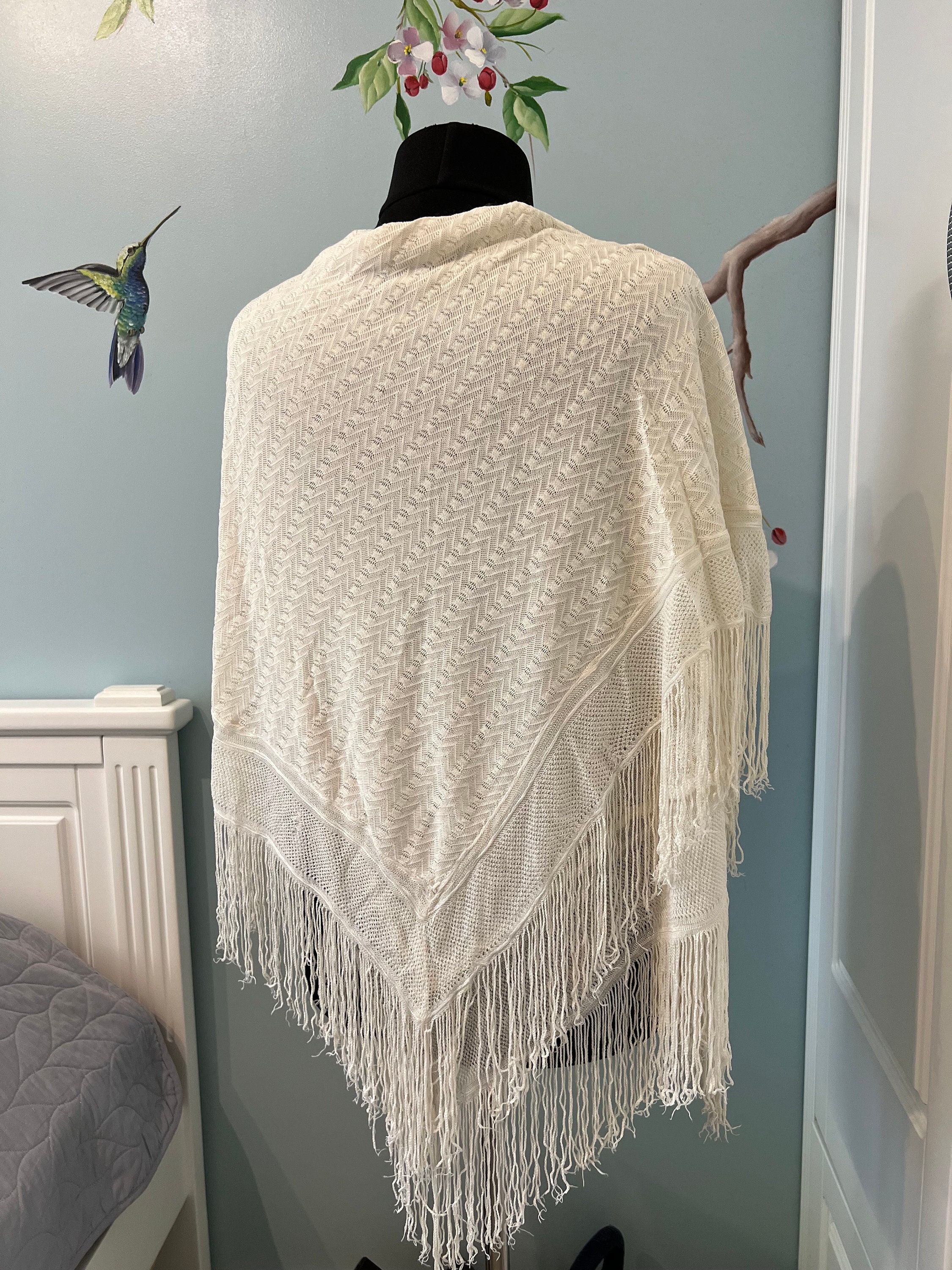 Antique Ladies' Shawl 1930 Europe. Natural Silk and Viscose Fabric With ...