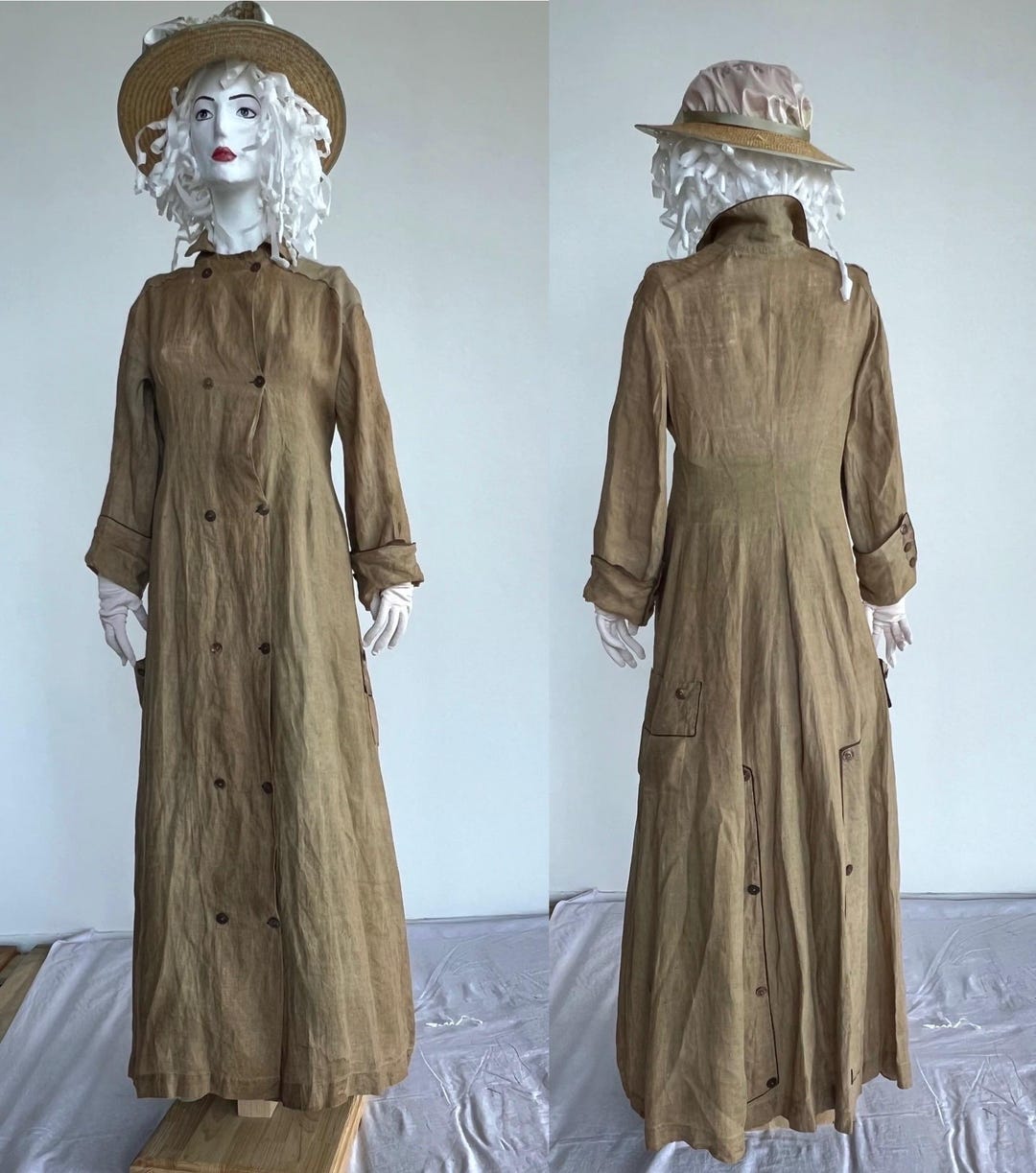 1880-1890. Summer Women's Duster Coat. Fabric: Rye-colored Linen ...