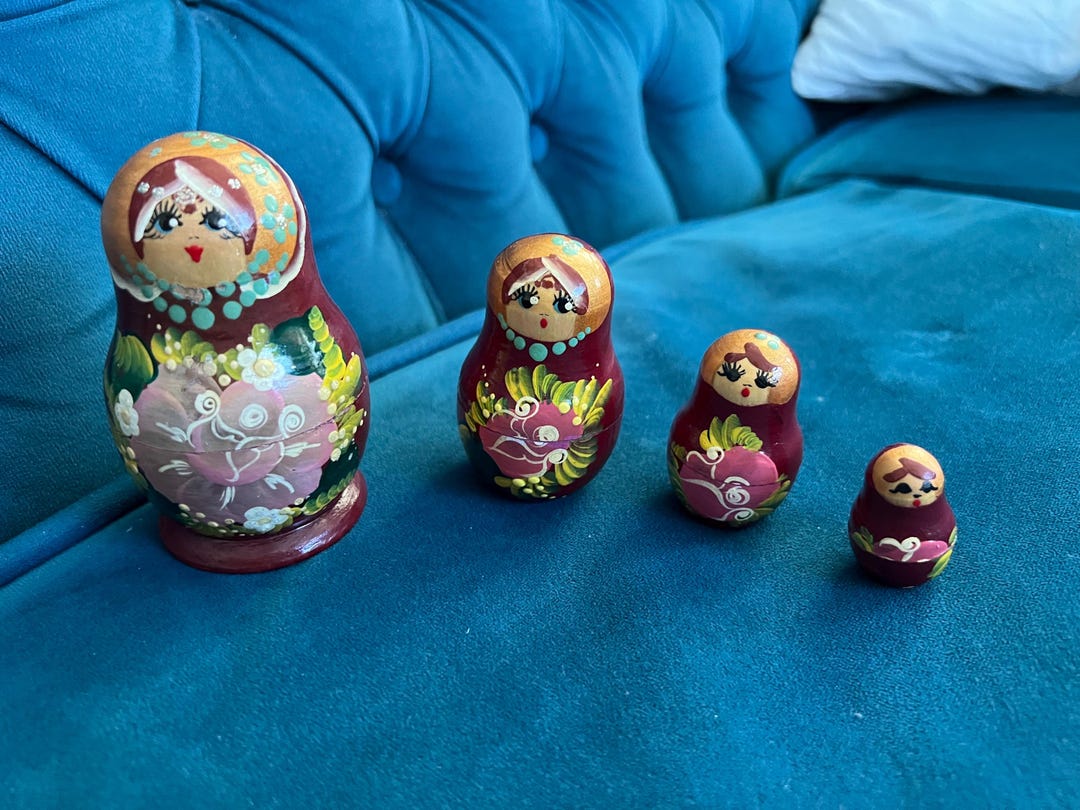 Antique Nesting Dolls. 1950. Height I Natural Wood. 4 Dolls Fit Into ...