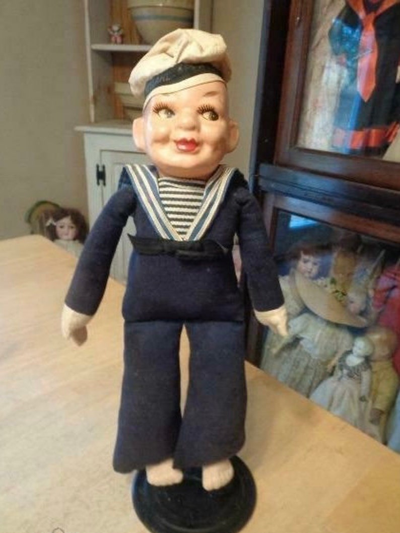 Doll dutch Sailor, 1950. Composite Doll. He Has a Beautiful Sailor Suit ...