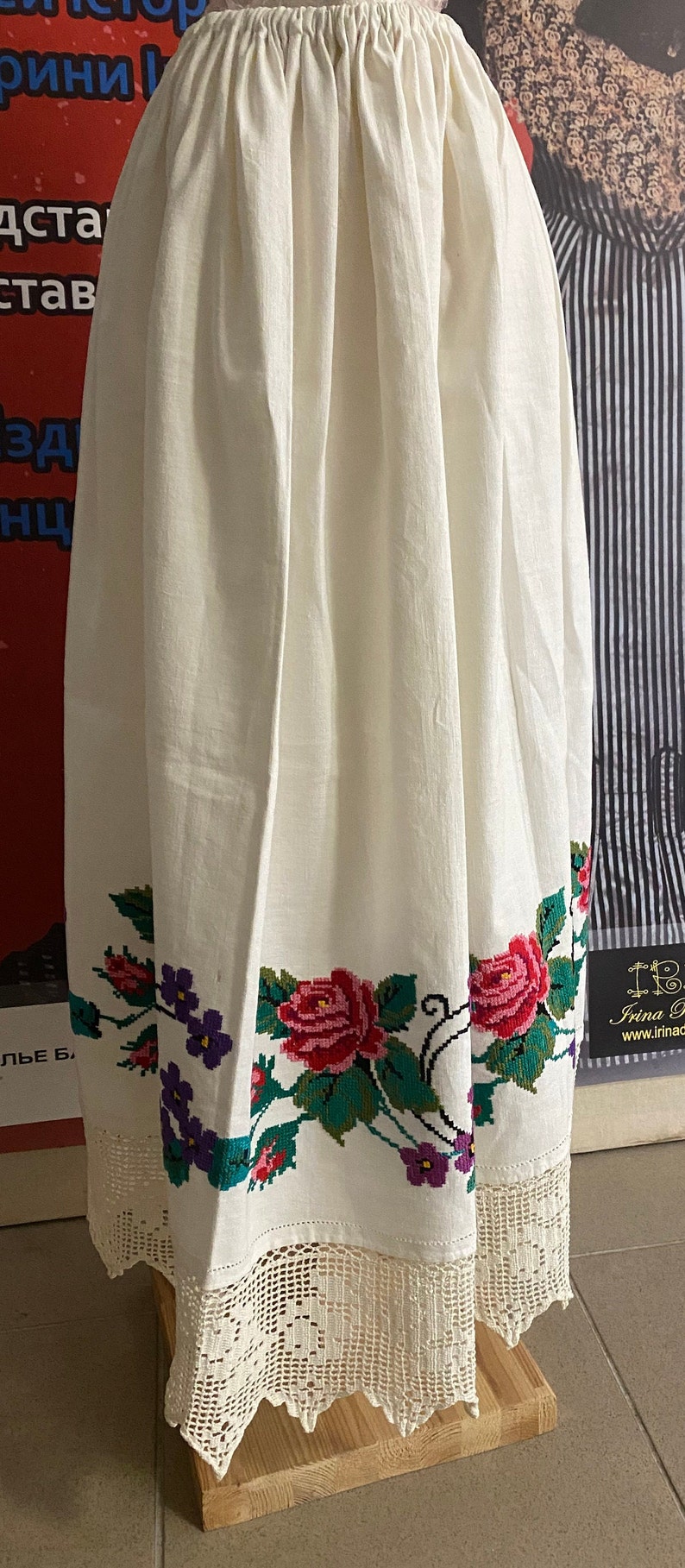 Antique Petticoat, 1920, Poland. Hand Embroidery red Roses. Beautiful ...