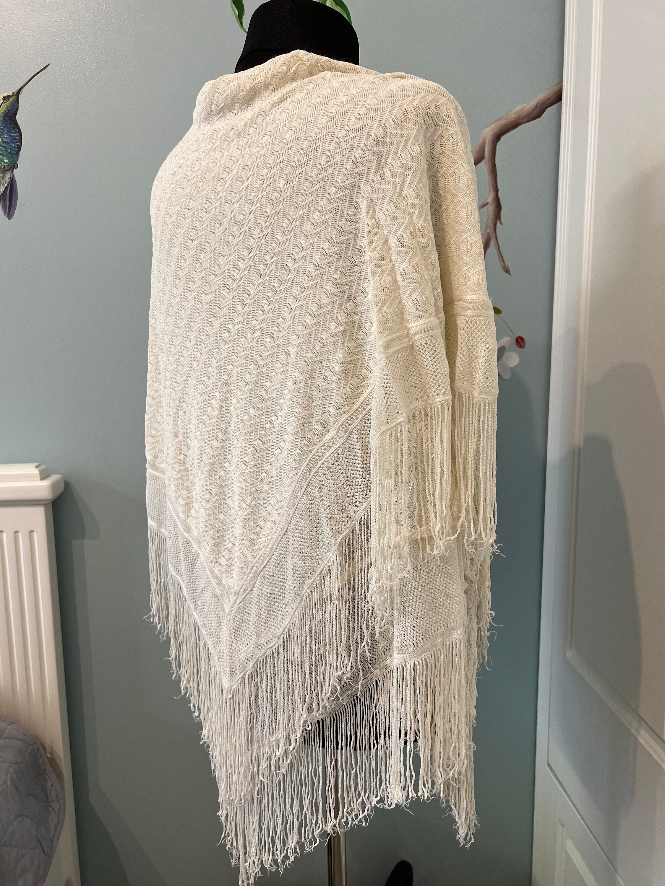 Antique Ladies' Shawl 1930 Europe. Natural Silk and Viscose Fabric With ...