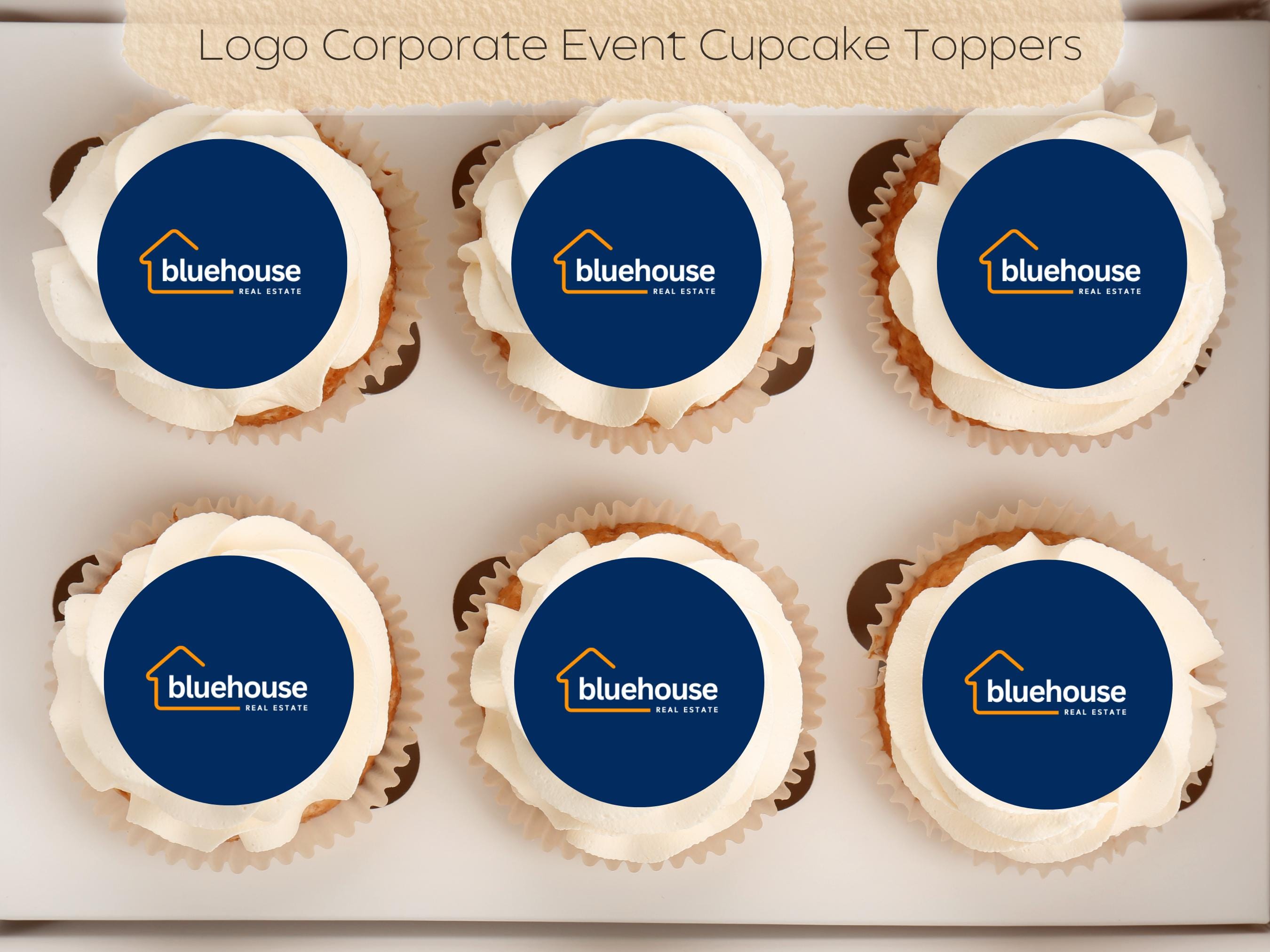 Bulk Custom Logo Cupcake Toppers 100+ Edible Corporate Branding | Wafer ...