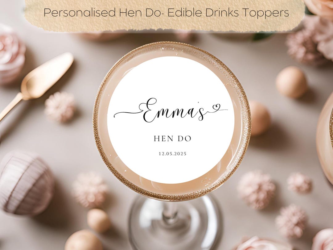 Hen Do Drink & Cocktail Toppers, Hen Party, Minimal, Wafer Paper ...