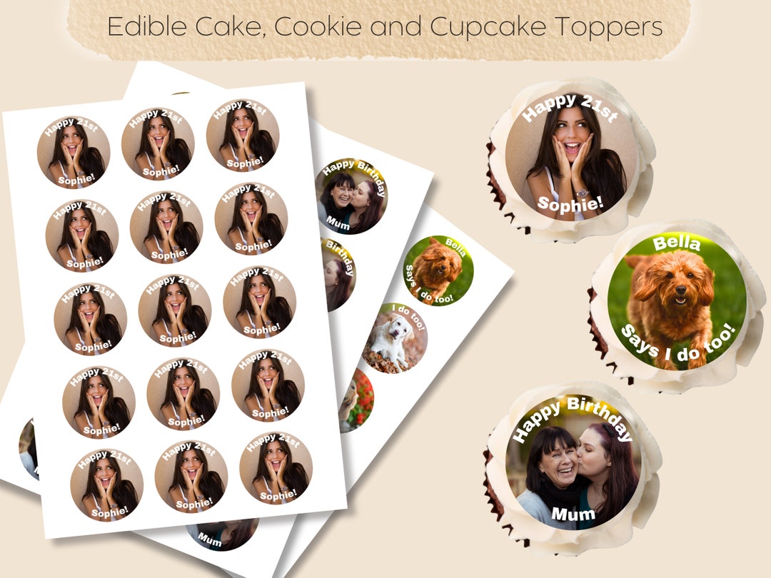 Edible Cake, Cupcake and Cookie Toppers, Personalised Photo, Logo ...