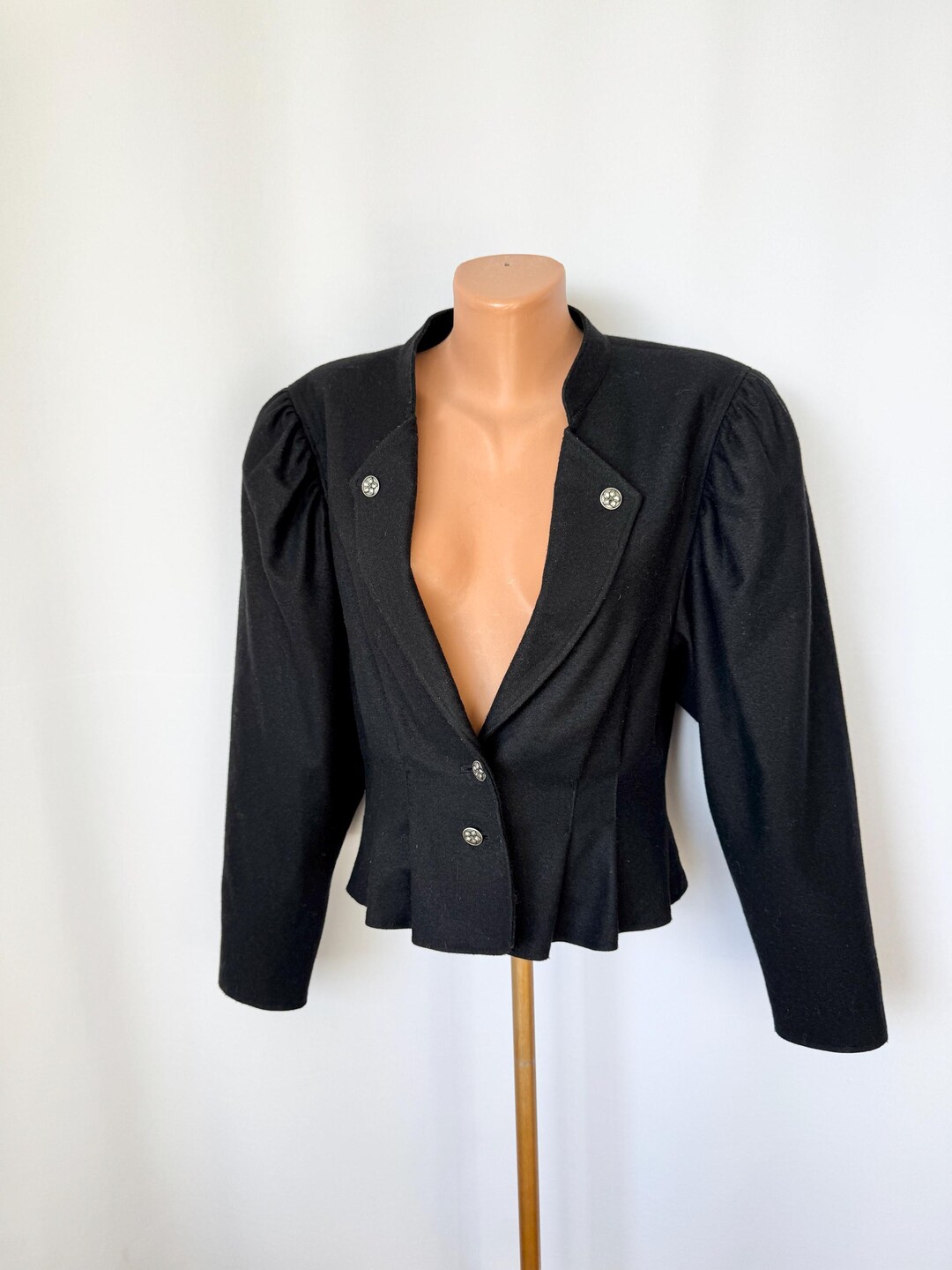 Vintage 80s 90s Salzburger Loden Look Tracht Blazer | Black Wool Blend ...