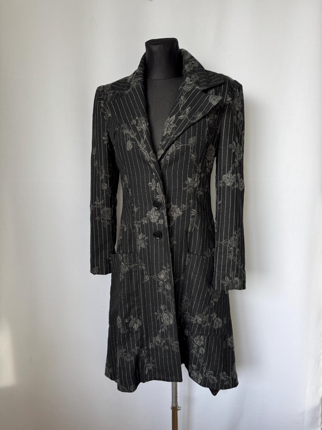 Lulu & Red Gothic Black Striped Coat Romantic Steampunk Wool Blend ...