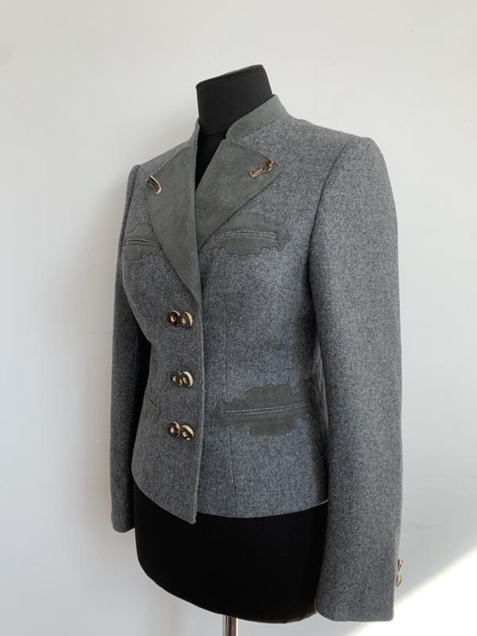 Lodenfrey Vintage Alpine Blazer Jacket Wool Gray Military Style ...