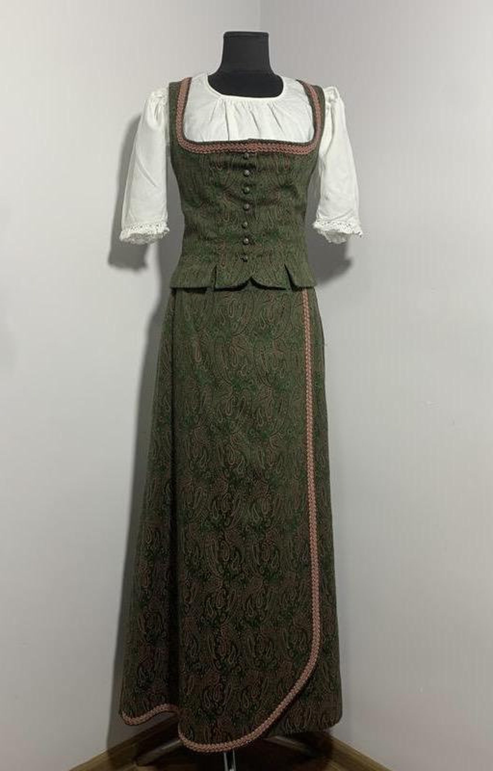 Vintage Alpine Dirndl Traditional Austrian Outfit Blouse Vest Maxi ...