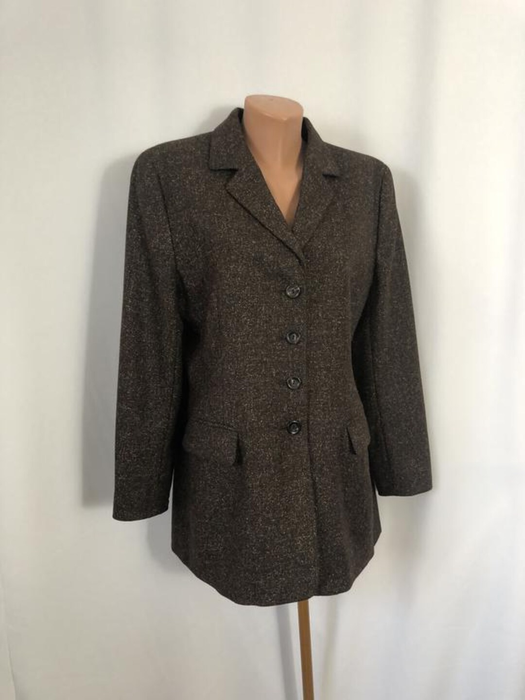 Bogner Vintage Brown Wool & Silk Long Blazer Jacket Retro Style 90s Y2K ...
