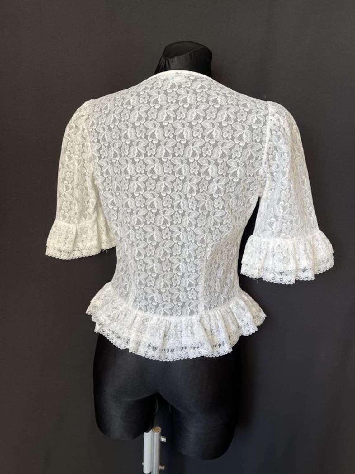 Vintage White Lace Blouse 60s 70s Sybille Claymar Ruffled Victorian ...