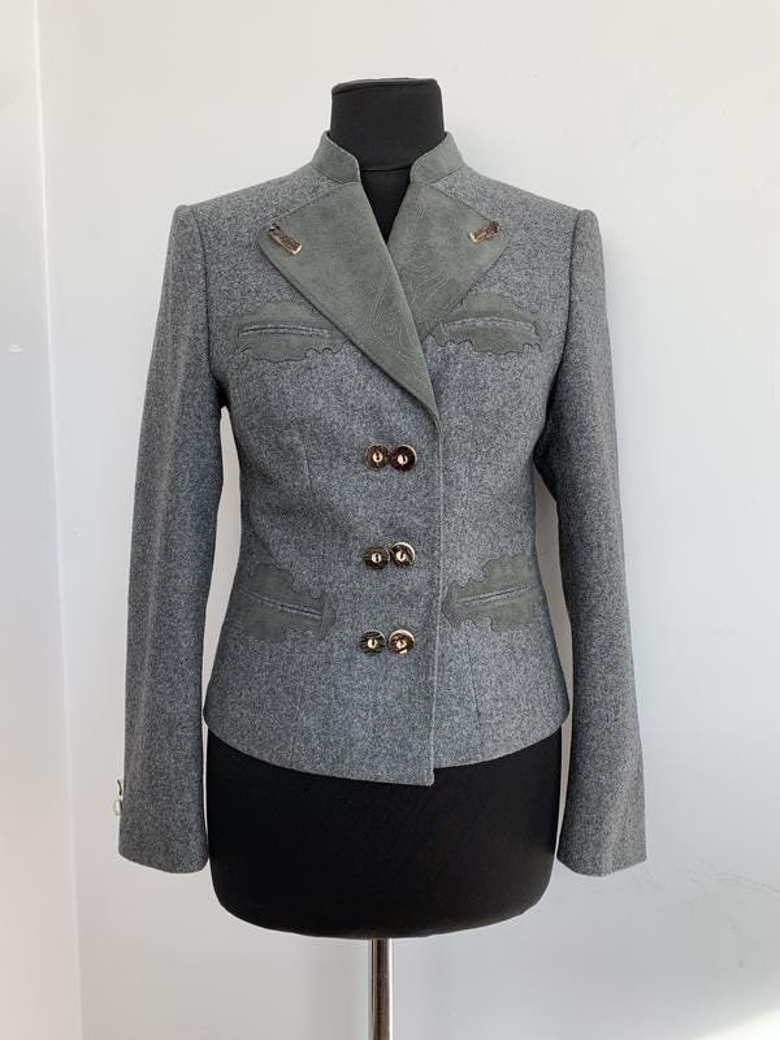 Lodenfrey Vintage Alpine Blazer Jacket Wool Gray Military Style ...