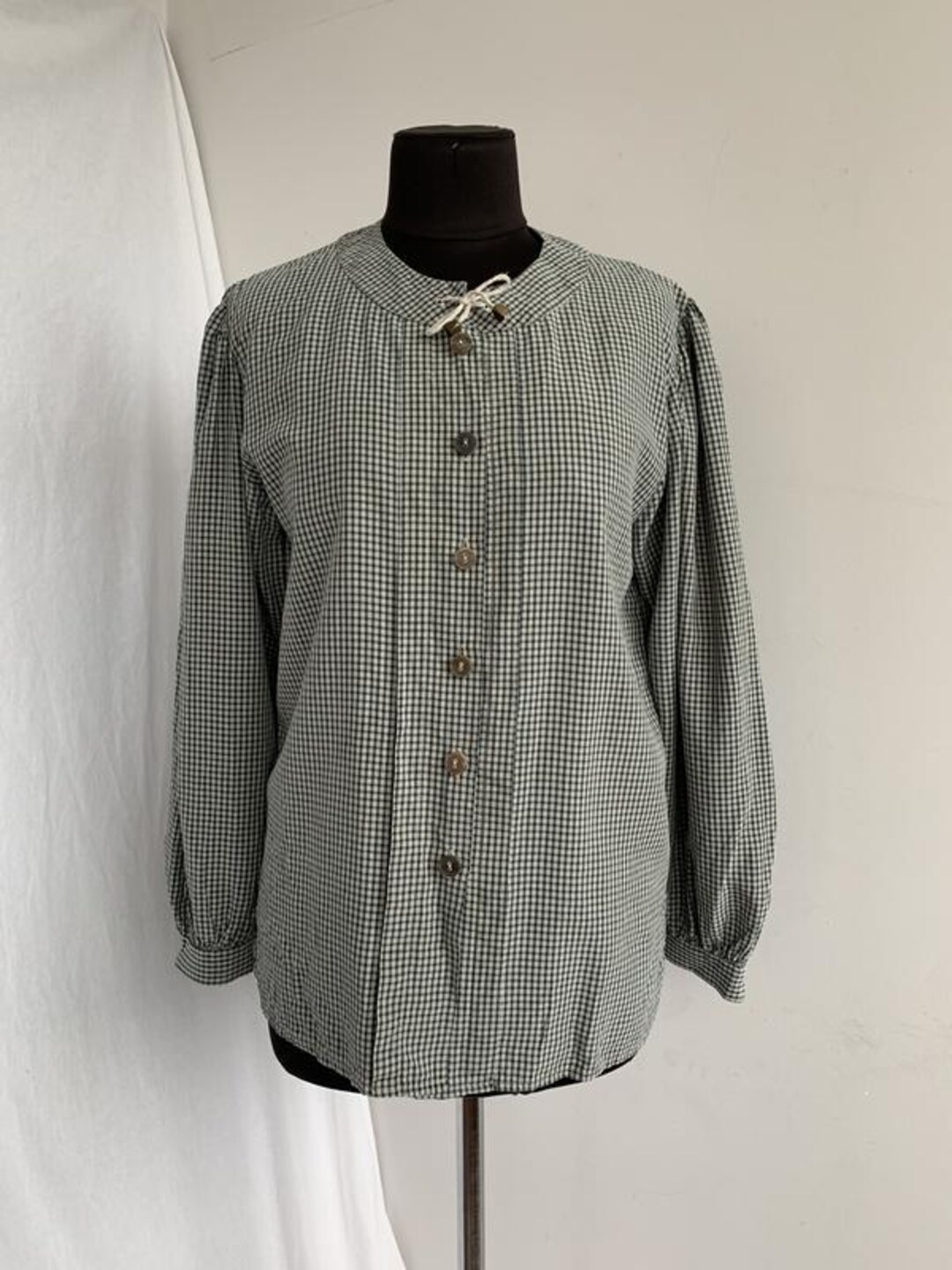 Vintage Schloß Dörfl Alpine Bavarian Dirndl Blouse Green Gingham ...