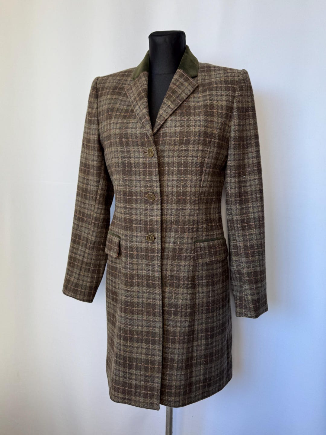 Magee of Donegal Vintage Wool Coat | Brown Plaid Tartan Check Long ...