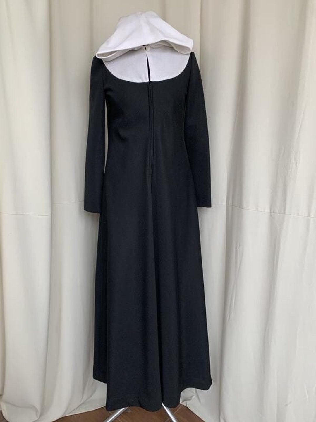 Vintage Polly Peck by Sybil Zelker Black Hooded Dress – Nun Habit Robe ...