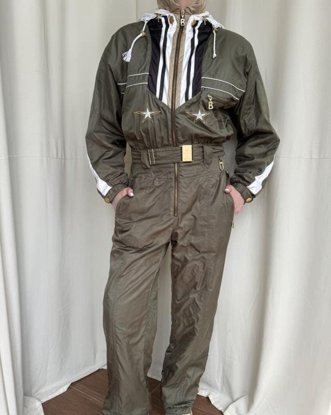Bogner Vintage One Piece Ski Suit Jumpsuit Khaki Y2K Women's Stars - Etsy
