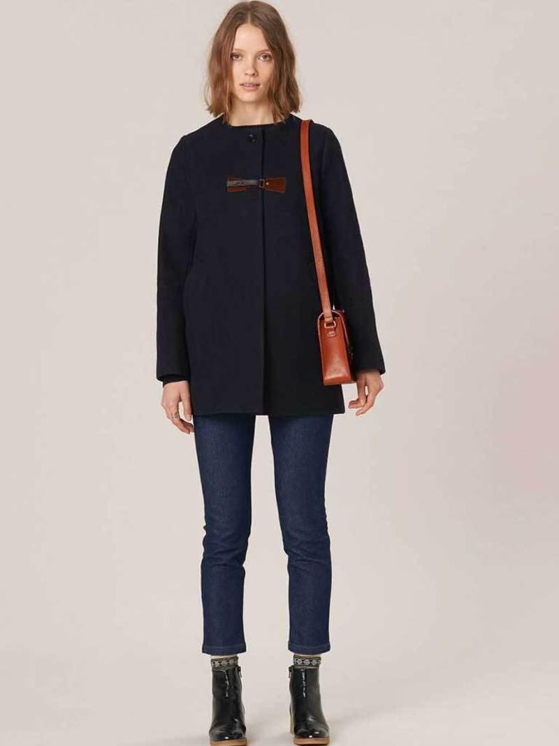 Sessun Green Coat Knitted Wool Alpaca Collarless Jacket Azumi Coat With ...