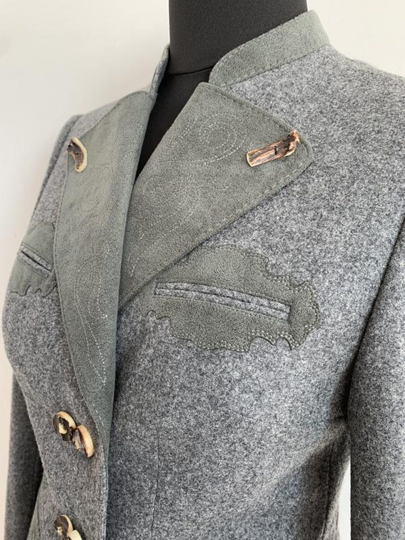 Lodenfrey Vintage Alpine Blazer Jacket Wool Gray Military Style ...