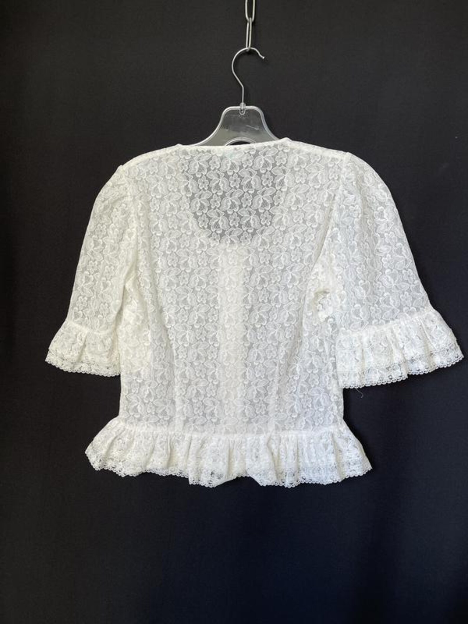 Vintage White Lace Blouse 60s 70s Sybille Claymar Ruffled Victorian ...