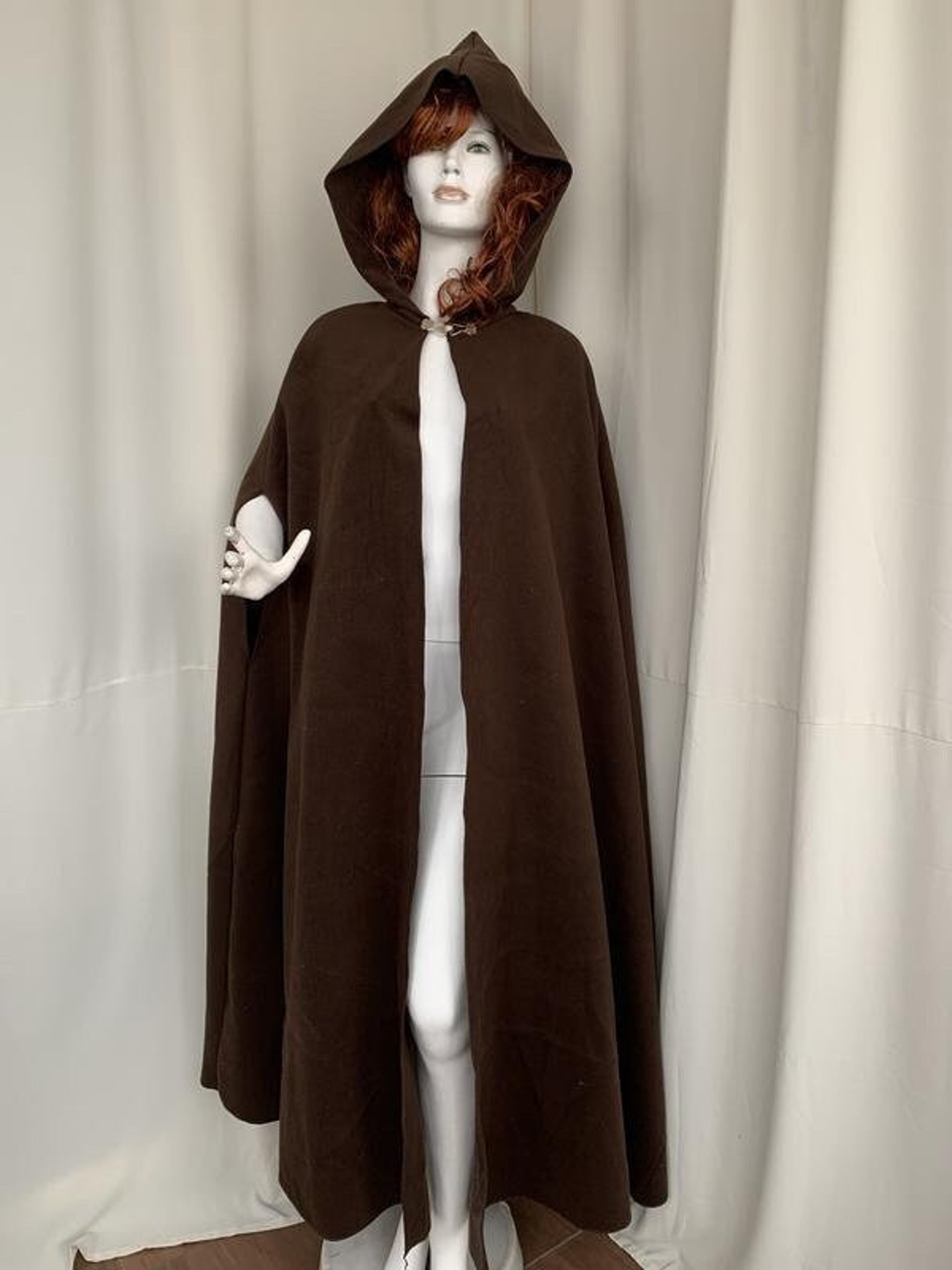 Long Cloak Fantasy Cosplay Renaissance Medieval Coat Renfair Hooded ...