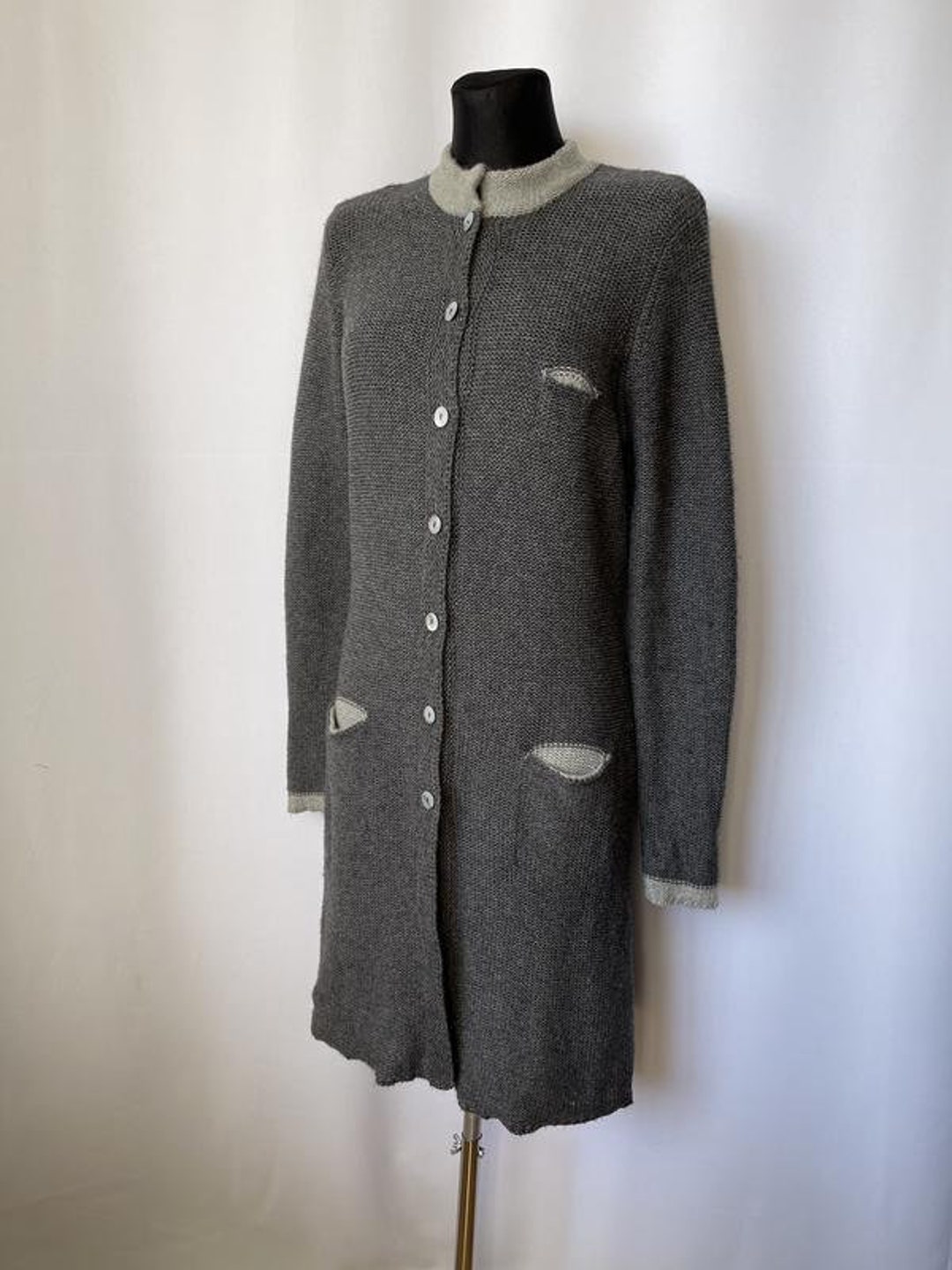 Pierre Claire Gray Bavarian Cardigan – Elongated Merino Wool & Cashmere ...