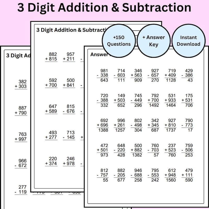 3 Digit Adding - Etsy UK