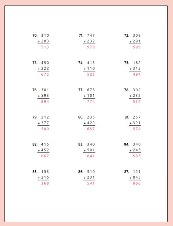 Advanced Addition 3 Digit Math 2nd, 3rd, 4th, and 5th Grade Elementary ...