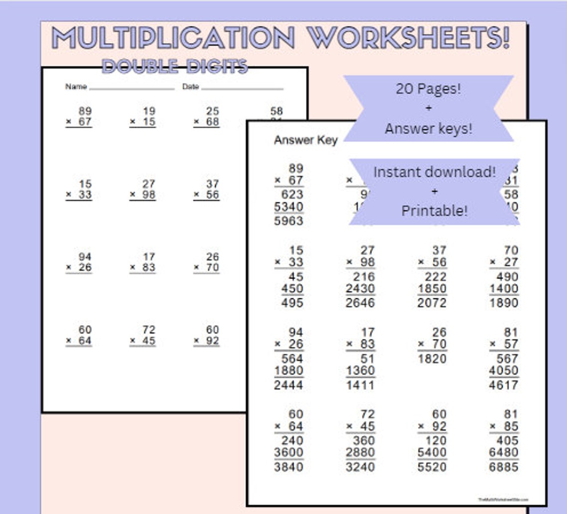 Multiplication and Division Worksheet BUNDLE | Math Worksheet Bundle ...