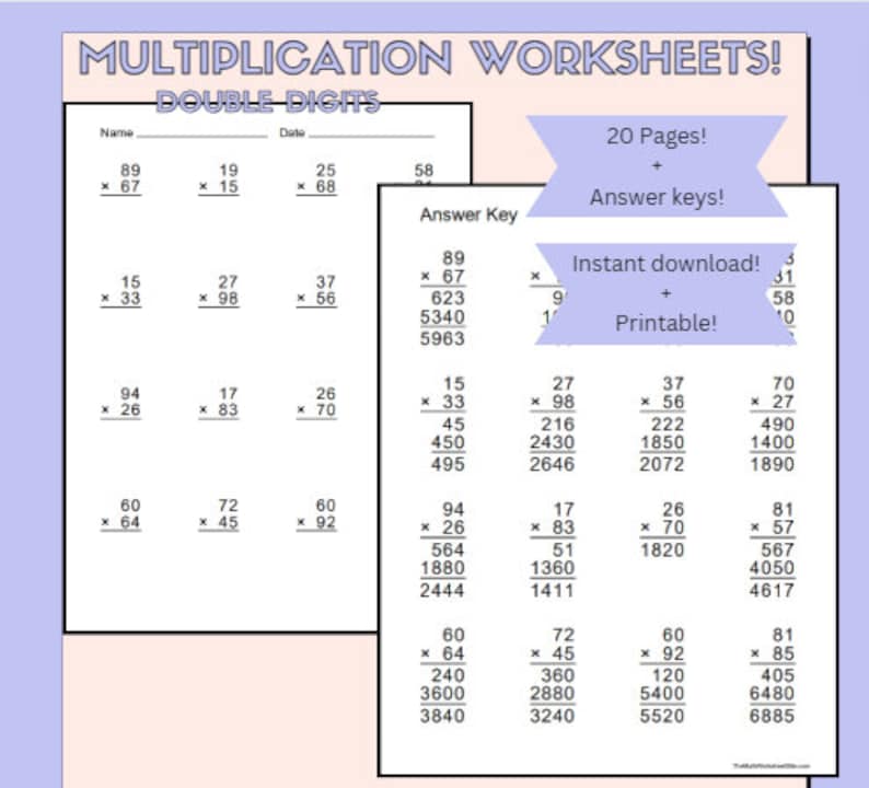 Multiplication and Division Worksheet BUNDLE | Math Worksheet Bundle ...