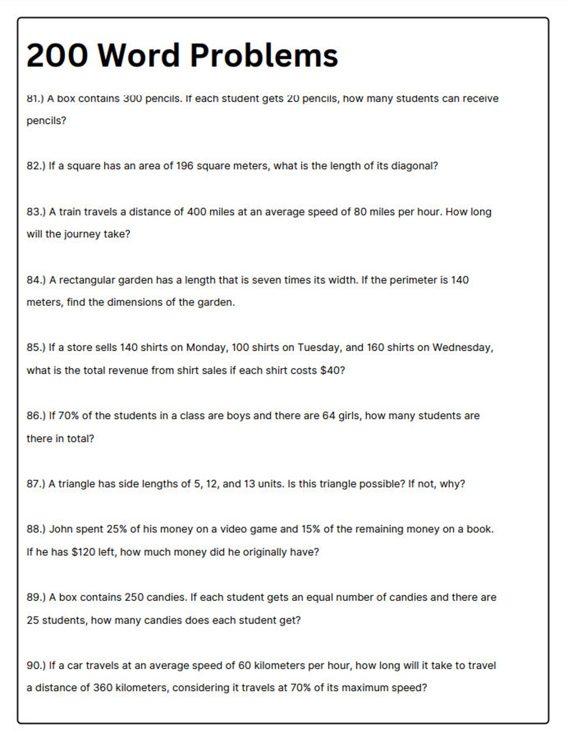 200 Math Word Problems PDF Solve Word Problems Homeschool Math Word ...