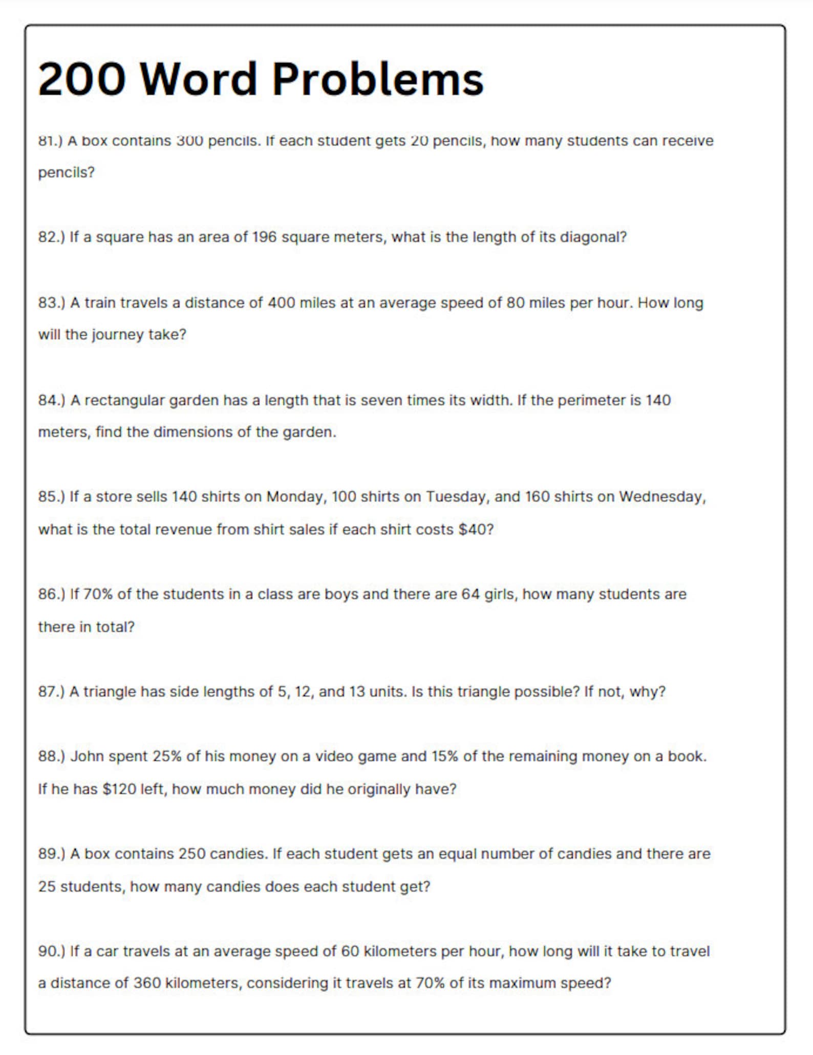 200 Math Word Problems PDF Solve Word Problems Homeschool Math Word ...