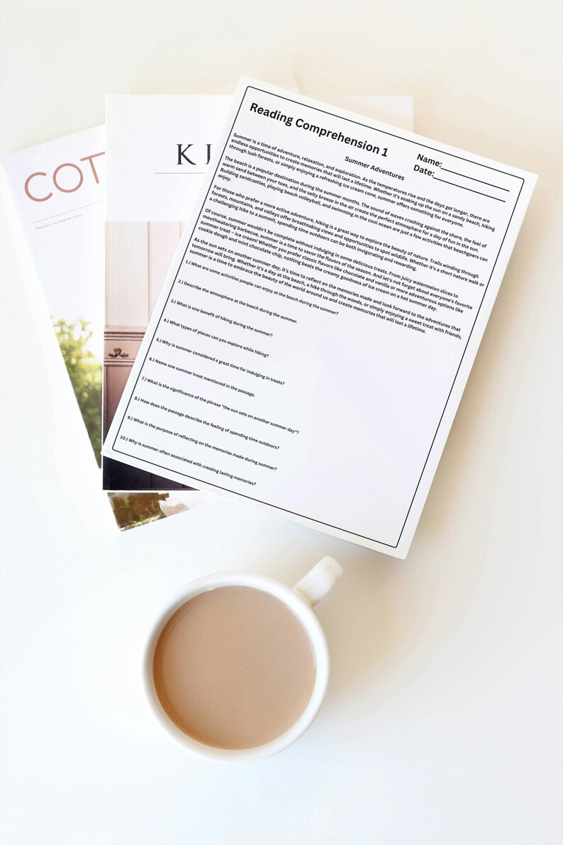 Summer Theme Reading Passages Worksheet 3rd 4th 5th 6th Grade Instant ...