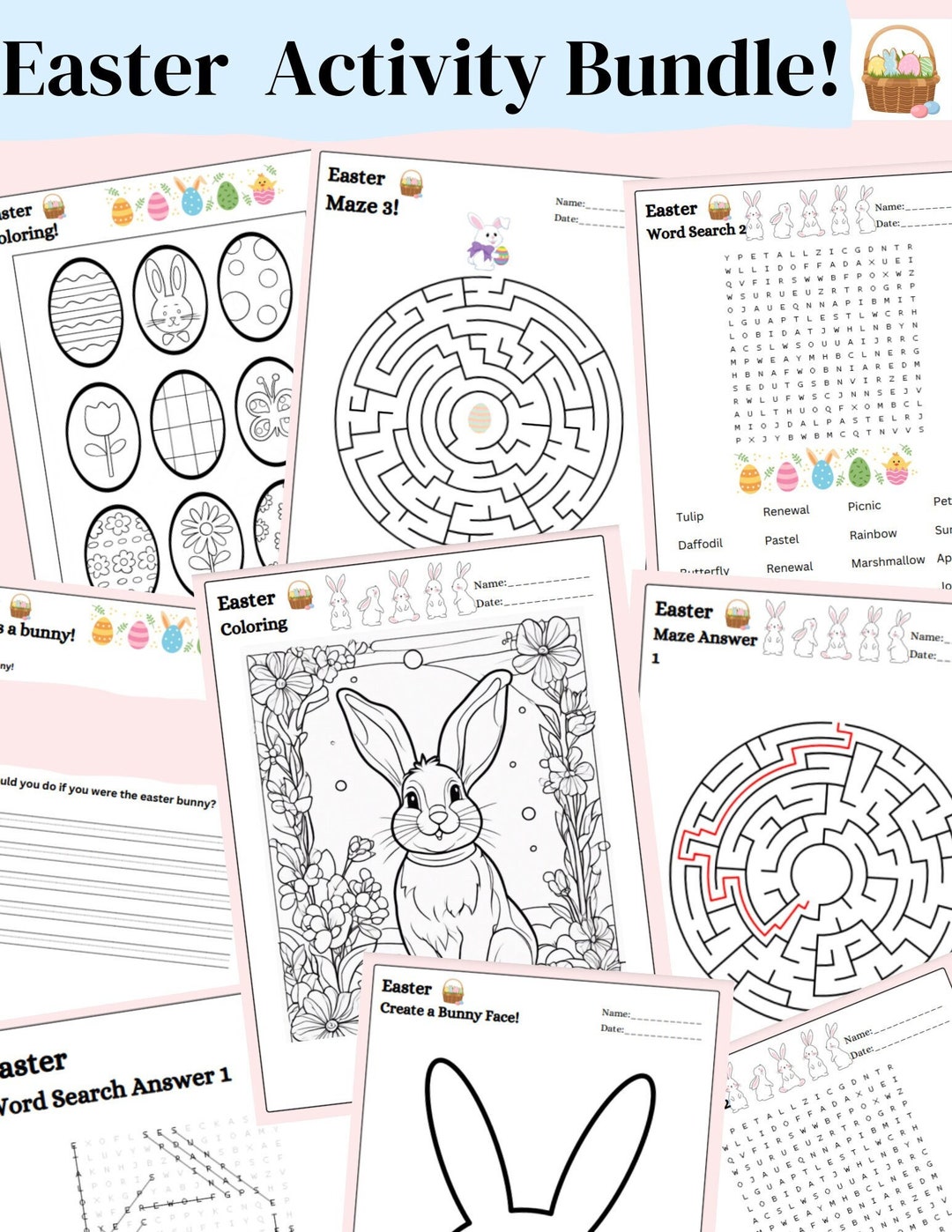 Easter Activity Bundle Worksheets Kindergarten | Easter Printables ...