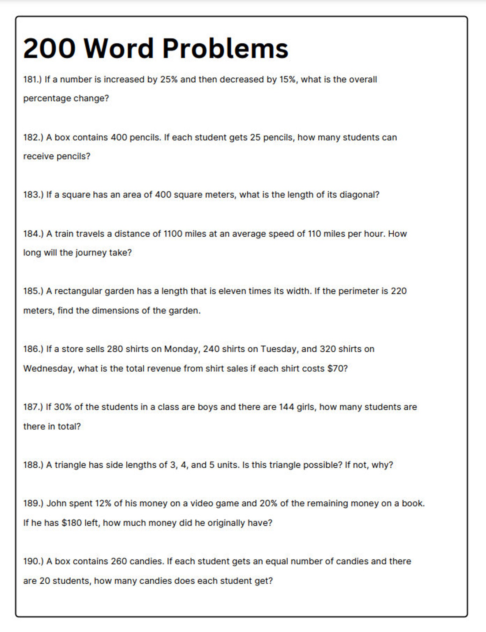 200 Math Word Problems PDF Solve Word Problems Homeschool Math Word ...