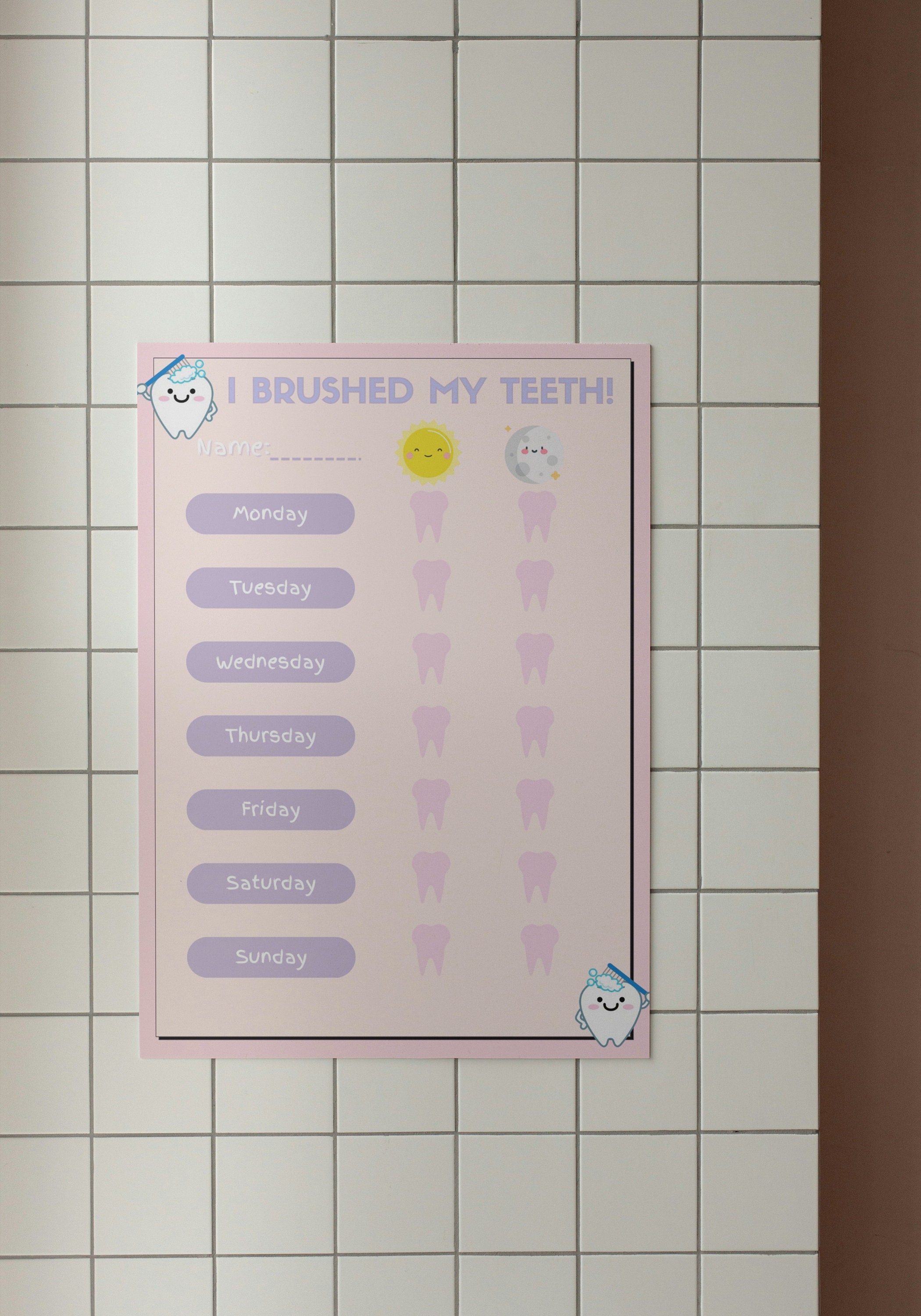 Kids Brushing Teeth Chart PDF Printable | Brushing Teeth Print ...