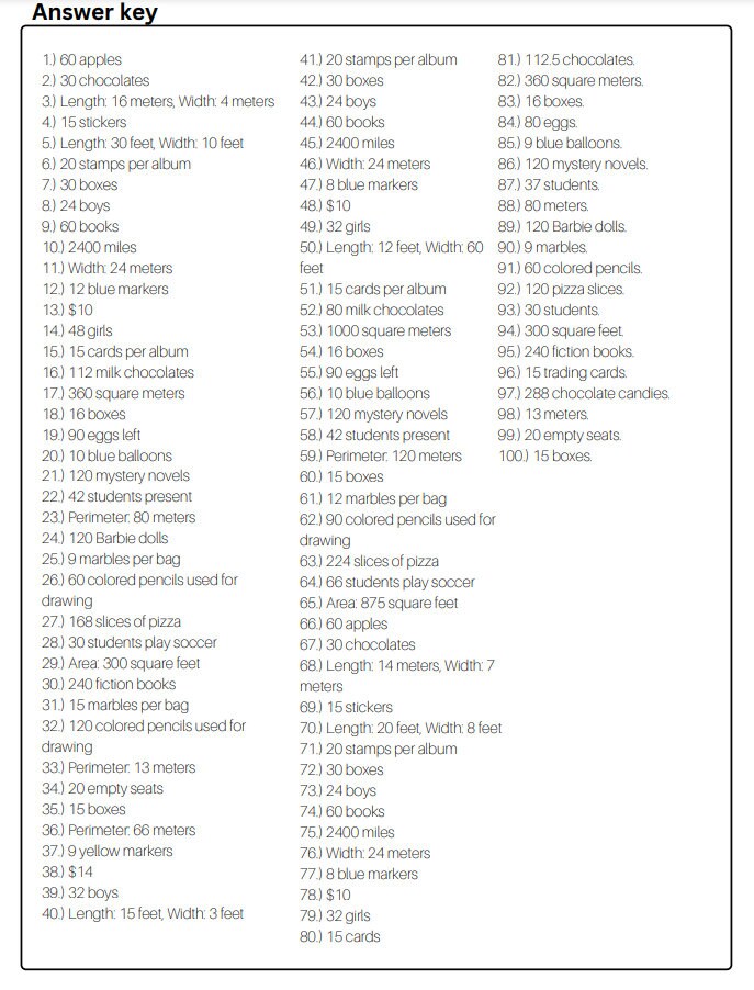 4th 5th 6th Grade Math Word Problems Worksheet PDF | Solve Word ...