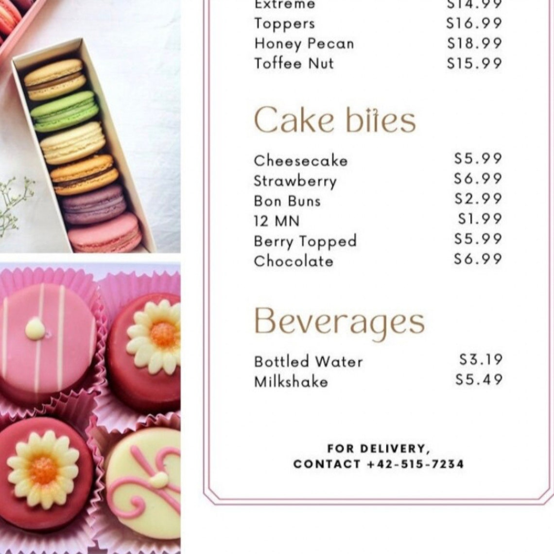 Downloadable Dessert Menu PPT Template Pastry Shop Menu Layout, Easy-to ...
